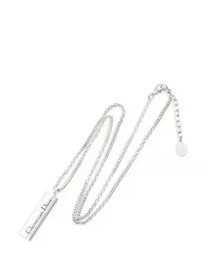 Dior Engraved Logo Necklace - Silver