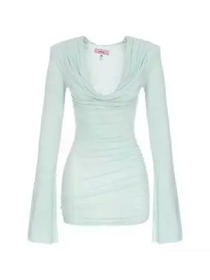 MANURI Alma Ruched Lace-trim Mini Dress - Green