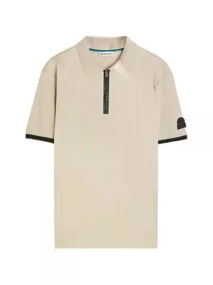 SANDBANKS Zip-fastening Logo-patch Polo Shirt - Neutrals