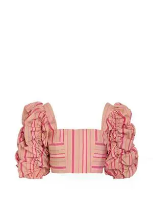 Thierry Colson Misia Striped Ruffled-sleeve Top