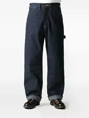 SUGAR CANE JEANS Logo Patch Denim Work Jeans - Blue