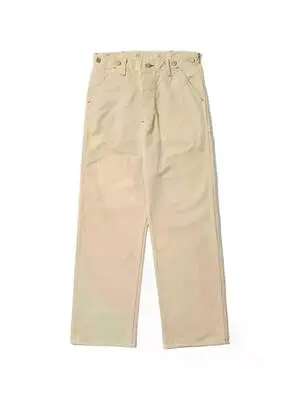 SUGAR CANE JEANS Herringbone Cotton Trousers - Neutrals