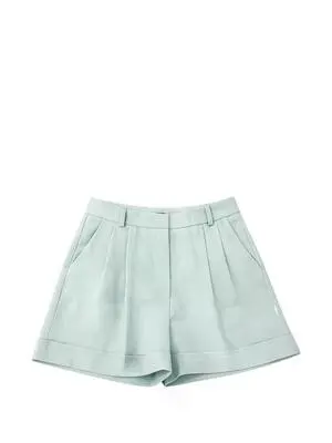 ACTUALEE Pleated Turn-up Shorts - Green