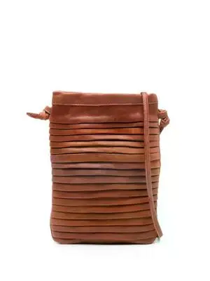 SOMMET Paloma Rows Pleated Leather Shoulder Bag - Brown
