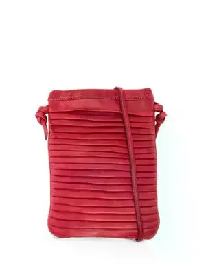 SOMMET Paloma Rows Pleated Leather Shoulder Bag - Red