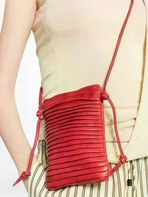 SOMMET Paloma Rows Pleated Leather Shoulder Bag