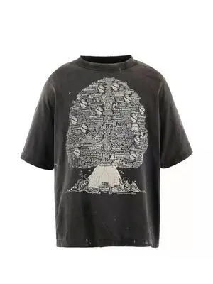 SAINT MXXXXXX Graphic-print Distressed T-shirt - Black