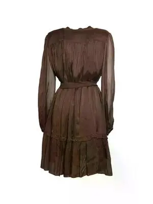 SOLOTRE Crinkled-finish Belted Dress