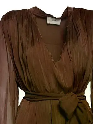 SOLOTRE Crinkled-finish Belted Dress