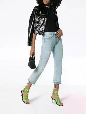 Heron Preston Mid-rise Distressed Cropped Jeans