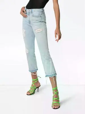 Heron Preston Mid-rise Distressed Cropped Jeans