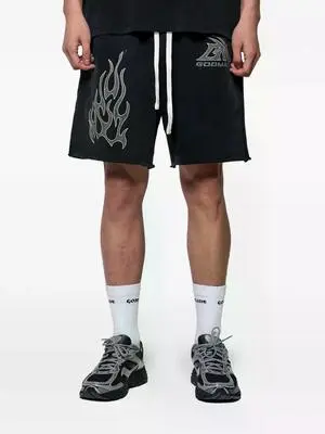 GODMADE Logo-print Raw-edge Shorts - Black