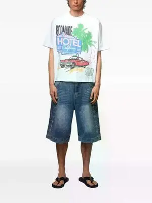 GODMADE Embroidered Logo Whiskered Shorts