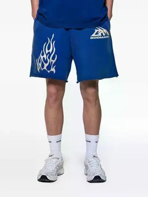 GODMADE Flame Motif Shorts - Blue