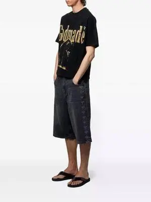 GODMADE Washed-effect Logo-print Shorts
