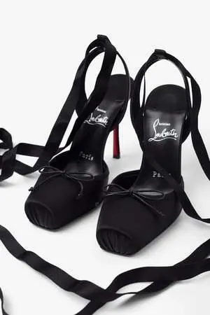 CHRISTIAN LOUBOUTIN Cassia Lace-up Satin Pumps - Black