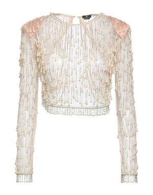 Elisabetta Franchi Beaded Tulle Top - Blush