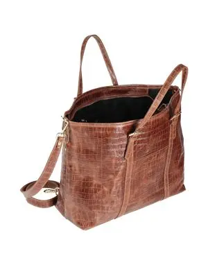 LAURA DI MAGGIO Leather Crocodile-print Maxi Shopper Bag