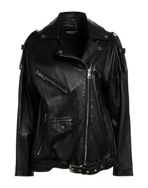 STREET LEATHERS STREET LEATHERS Bright Blue Leather Biker Jacket Black
