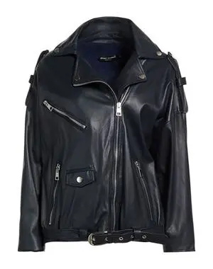 STREET LEATHERS Leather Biker Jacket - Blue