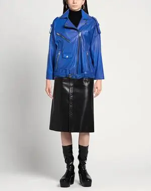 STREET LEATHERS Leather Biker Jacket - Bright Blue