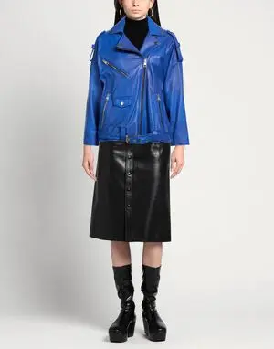 STREET LEATHERS Leather Biker Jacket - Bright Blue