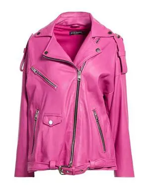STREET LEATHERS Leather Biker Jacket - Fuchsia
