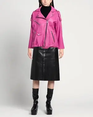 STREET LEATHERS Leather Biker Jacket - Fuchsia
