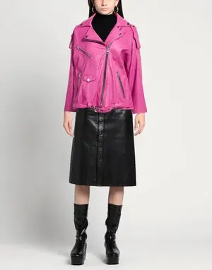 STREET LEATHERS Leather Biker Jacket - Fuchsia