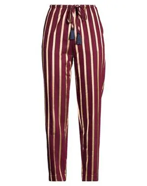 FORTE_FORTE FORTE FORTE Gold Jacquard Satin Striped Relaxed Fit Pants Red