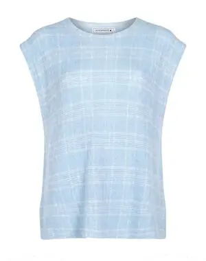 SHIRTAPORTER Glen Plaid Crewneck Sweater - Blue