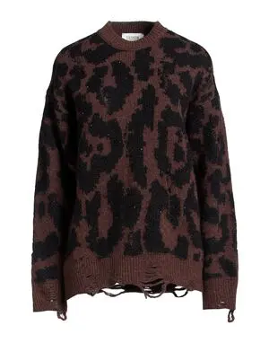LANEUS Leopard Print Sequined Sweater