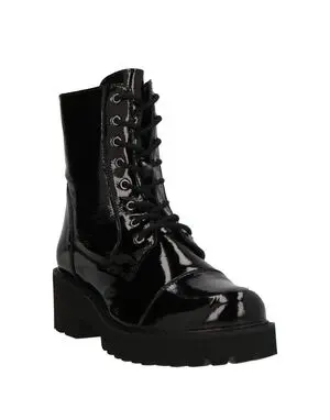 CAFÈNOIR Patent Leather Lace-up Combat Boots