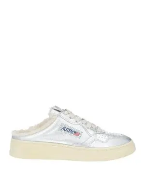 AUTRY Metallic Leather Shearling Lined Sneakers - Silver