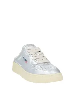AUTRY Metallic Leather Shearling Lined Sneakers - Silver