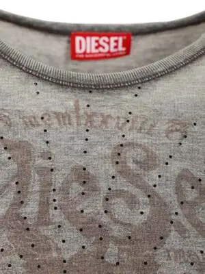 DIESEL® T-uncuties-long-aa3" Cotton Blend T-shirt With Logo And Rhinestone Print