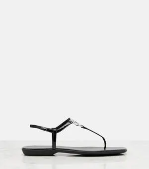 Gucci Interlocking G Leather Thong Sandals - Black