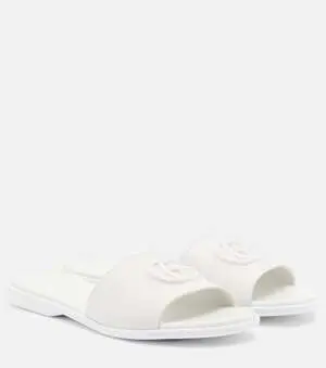 Gucci Double G Leather Slides - White