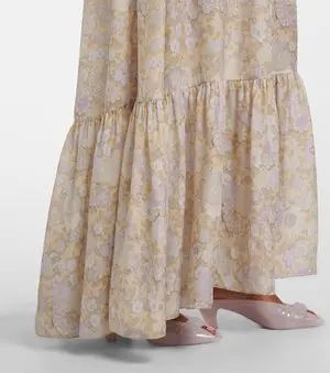 Chloé Floral Ruffled Silk Charmeuse Maxi Dress - Multicoloured