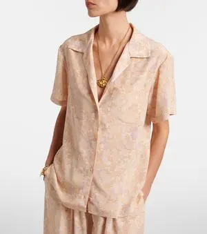 Chloé Multicolor Floral Silk Bowling Shirt - Pink