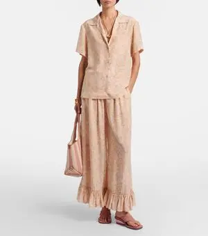 Chloé Multicolor Floral Silk Bowling Shirt - Pink
