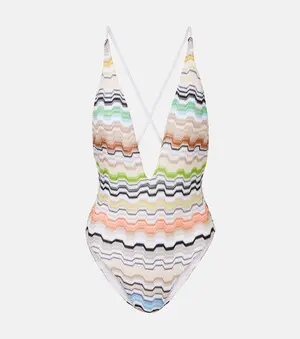 Missoni Zig Zag Print Halterneck Swimsuit - Multicoloured
