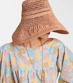 Chloé Logo Raffia Sunhat - Beige
