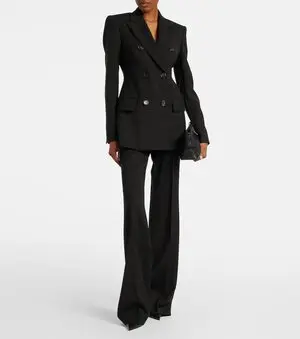 Sportmax Virgin Wool Double-breasted Blazer - Black
