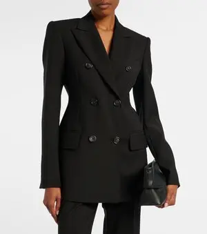 Sportmax Virgin Wool Double-breasted Blazer - Black