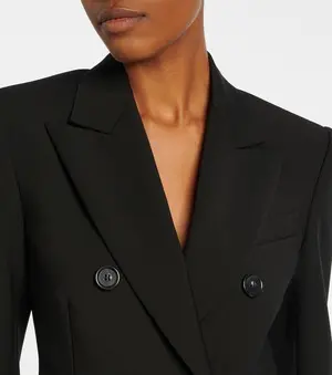 Sportmax Virgin Wool Double-breasted Blazer - Black
