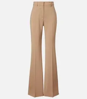 Sportmax Virgin Wool Flared Pants - Beige