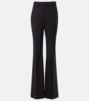 Sportmax Virgin Wool Flared Pants - Black