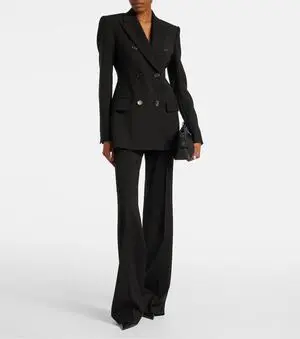 Sportmax Virgin Wool Flared Trousers - Black