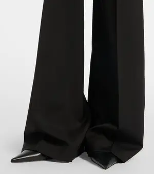 Sportmax Virgin Wool Flared Trousers - Black